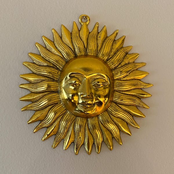 Brass Sun for Home Decor Wall Hanging Golden Surya 7.5 Inch Indian ...