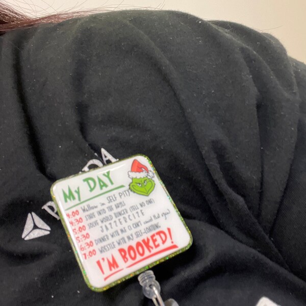 Mean One Schedule Badge Reel, My Day ID Holder, Funny Christmas Badge ...