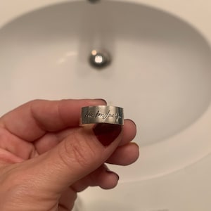 Custom Handwriting Ring Wide Handwriting Band in Sterling | Etsy