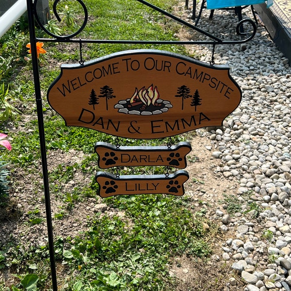 Custom RV Carved Camp Signs Etsy Family Name Sign W Sign Holder Option ...