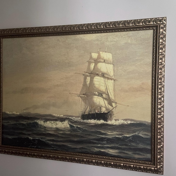 Seascape Painting, Sailing Ship Painting, Nautical Decor, Old Ship ...