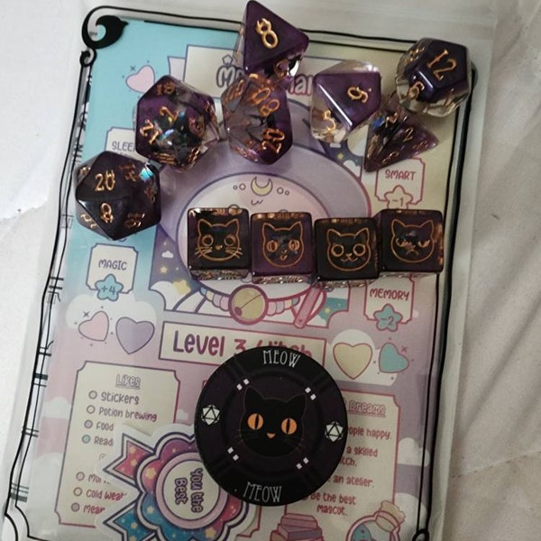 Cat's Meow Exclusive 11 Dice Set | Cute Kawaii Kitty Cat Faces on DND ...