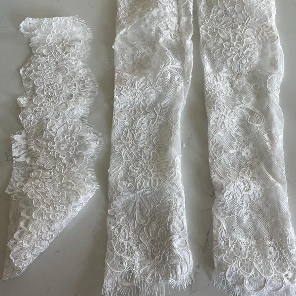 Long Fingerless Lace Gloves, Ivory Wedding Sleeves, Detachable Lace ...