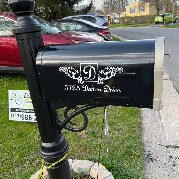 Monogram Mailbox Decals Set of 2, Elegant Square Design With Mirrored ...