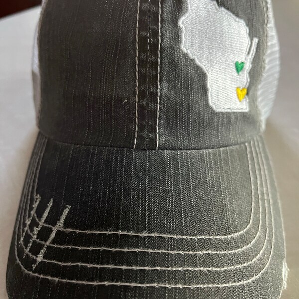 State Hat Distressed Women's Trucker Personalized State Embroidered Cap ...