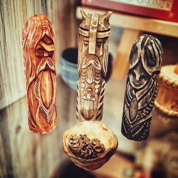 Wooden Figurine Odin. Scandinavian God. Wood Carving. Altar. Heathen ...