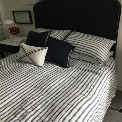 Vintage Classic. French Vintage Inspired Navy Ticking Heavyweight Linen ...