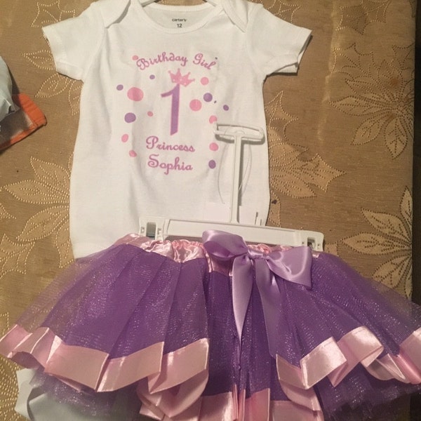 Princess Crown Light Pink Purple Lavender Polka Dots 1st First Girl ...