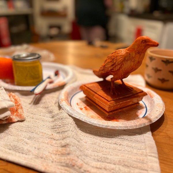 Raven Wooden Finial for Staircase Newel Post #1, Crow Finial Bed Post ...