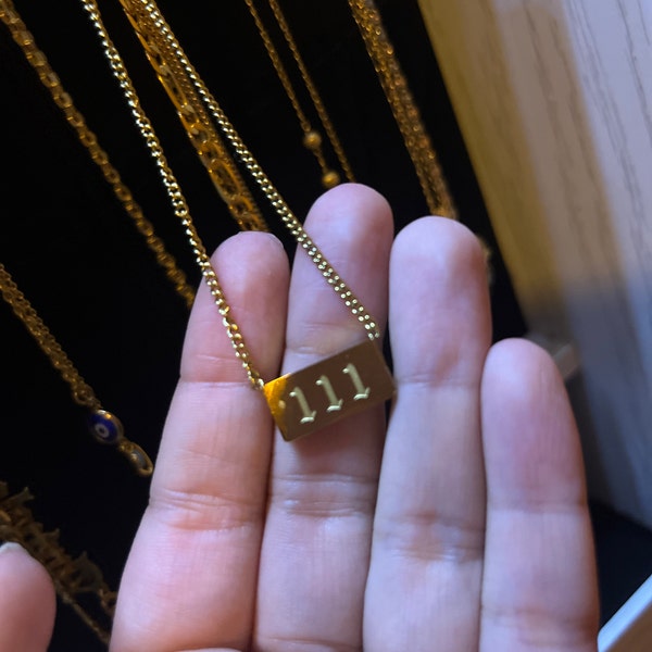 Custom 18k Gold Angel Number Necklace |111, 222 ...