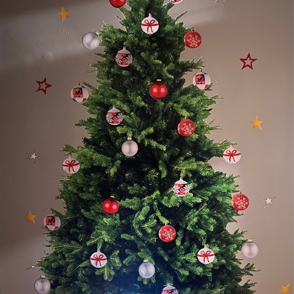 Christmas Tree Wall Vinyl Decal - Large Pine Ornaments Sticker ...