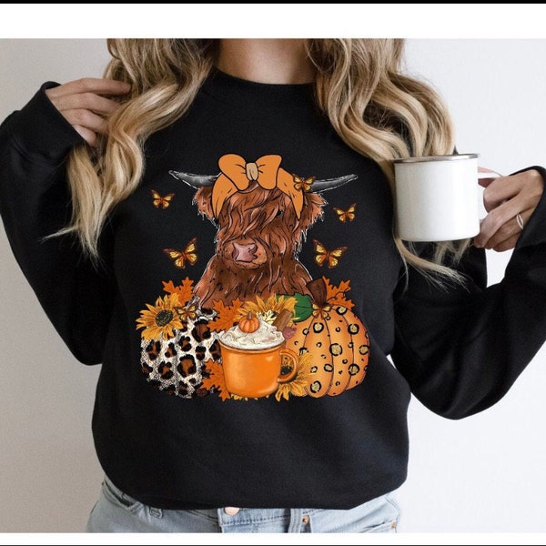Highland Cow Fall Design Png | Fall PNG Sublimations, Fall Cow ...