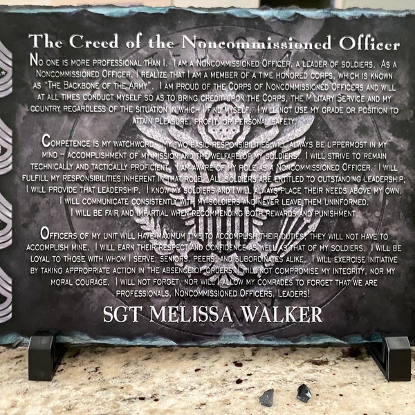 Army NCO Creed Stone Plaque: Military Recognition Award - Etsy