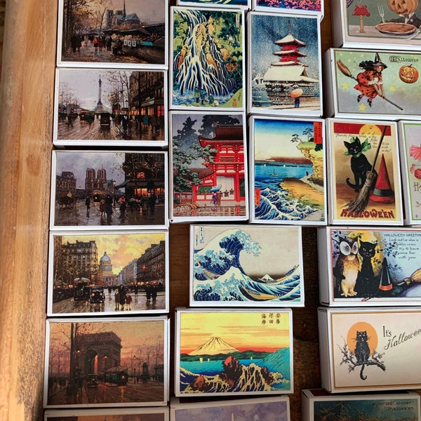 Set of 8 MATCHBOX Painting of Édouard Cortès PARIS 1900 Street Monument ...