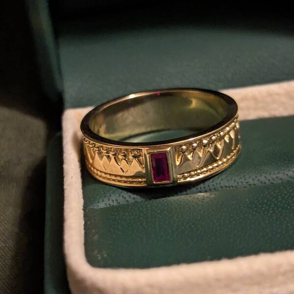 4 Carat Ruby Ring / Yellow Gold Ruby Engagement Ring / Anniversary Ring ...
