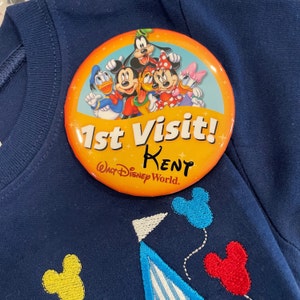Custom Walt Disney World Button 1st Visit Add Your Own Text I'm ...