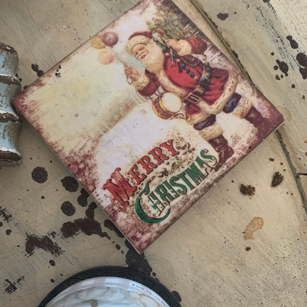 Natural Stone Christmas Hot Cocoa Beverage Coasters. Holiday Treats ...