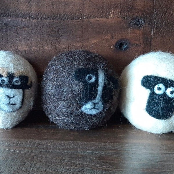 Wool Dryer Balls, Pack of 3 Classic Mixed Sheep Felted Laundry Balls ...