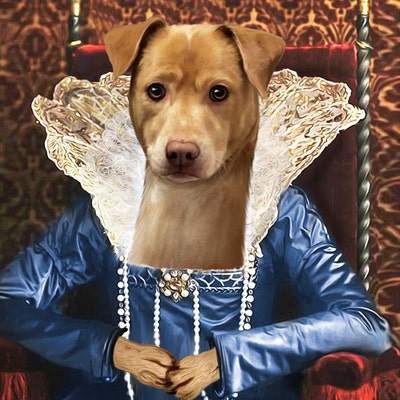 Dog Portrait Female. Your Pet as Queen Princess or Lady - Etsy