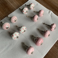Pink Mixed Assorted Design Ceramic Knobs Ceramic Door Knobs Handpainted Ceramic Knobs Kitchen ...