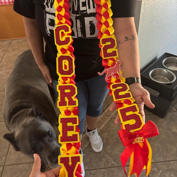 Two Color Personalized Graduation Lei With Mascot or Character - Etsy
