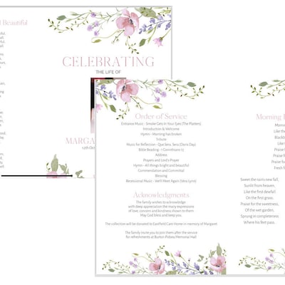 Funeral Program Template for Men Blue Roses, Men Women Obituary ...