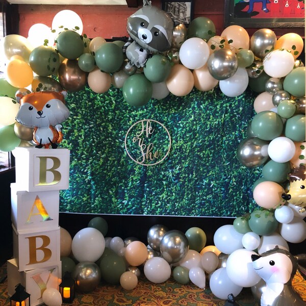 Boxwood Greenery Backdrop, 5x7 Feet Vinyl Greenery Safari Baby Shower ...