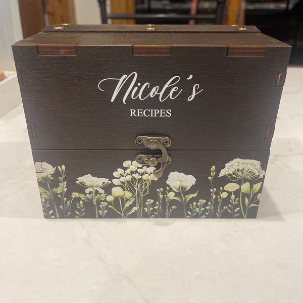 Recipe Box Recipe Card Box Recipe Box and Cards Custom Recipe Box ...