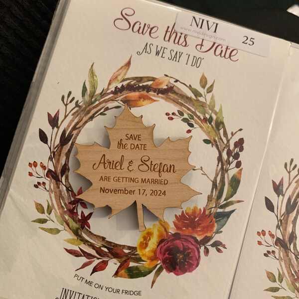 Fall Save the Date Magnet With Cards, Wedding Maple Leaf Save-the-dates ...
