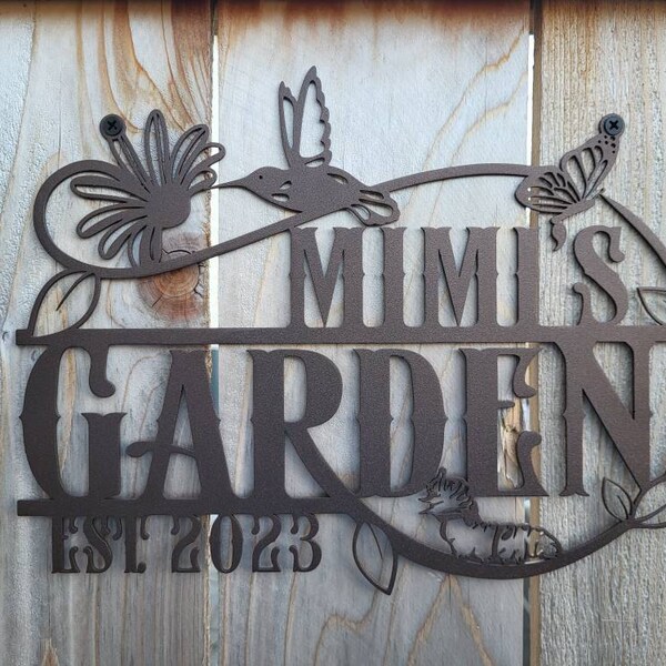 Customized Metal Garden Sign, Personalized Hummingbird Yard Decorations ...