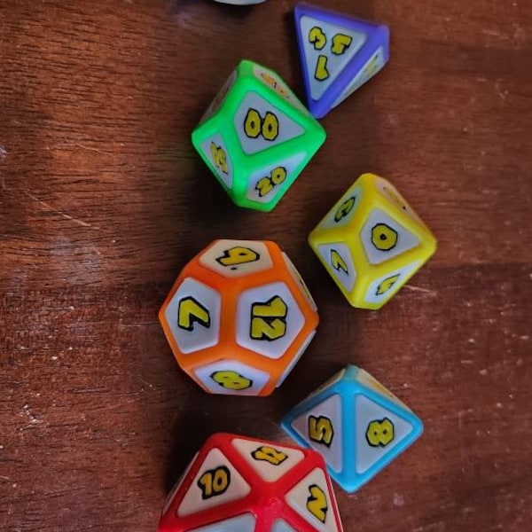 Dnd Dice Set Mario Themed - Polyhedral Dice for RPG - D4 D6 D8 D10 D% D12 D20 - Question Thwomp ...
