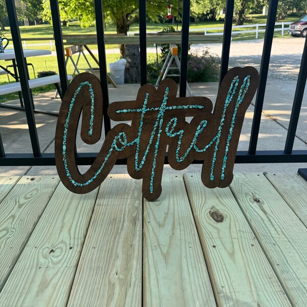 Turquoise Inlay Name Sign - Etsy