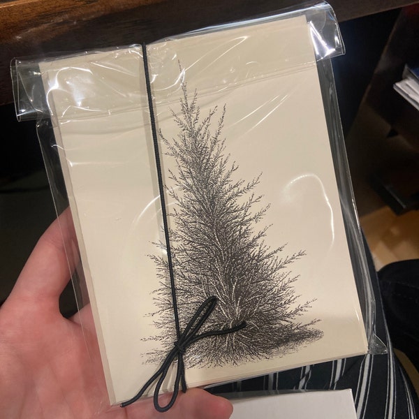 Pine Tree Note Card Set of 10 in White or Light Ivory With Matching ...