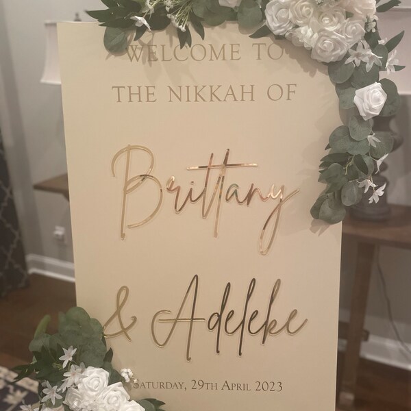 Muslim Wedding, Nikkah Sign, Islamic Welcome Sign, Acrylic Sign, Wood ...