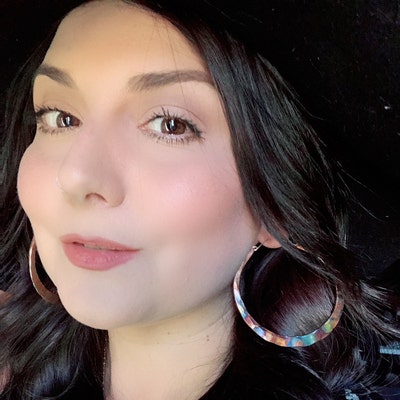 Copper Hoop Earrings / Rainbow Hoops / Hammered / Thick / Blade Hoops ...