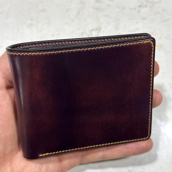 Green Horween Shell Cordovan Leather Wallet - Handmade Wallet, Brown ...