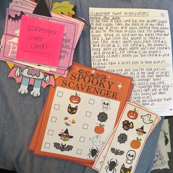 Indoor Halloween Scavenger Hunt / Kids Halloween Treasure Hunt Clues ...