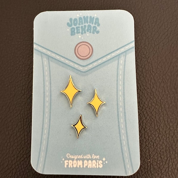 Sparkle Pin Set | Cute Sparkly Stars Brooch Set of 3 | Shiny Emoji Pin ...