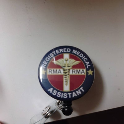 RMA Registered Medical Assistant Blue, Red, Gold, White Shield Style ...
