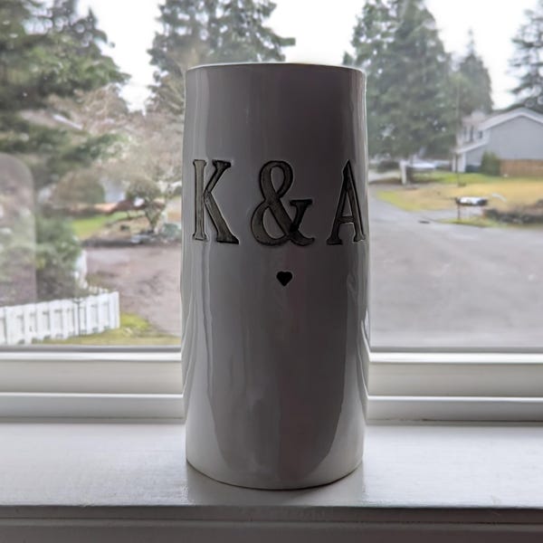 Personalized Tall Round Handmade Ceramic Vase Custom Handmade Ceramic ...