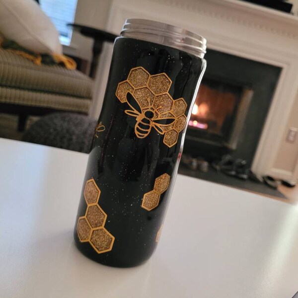 VETERAN Military American Flag Peekaboo Glitter Tumbler Coffee Cup ...