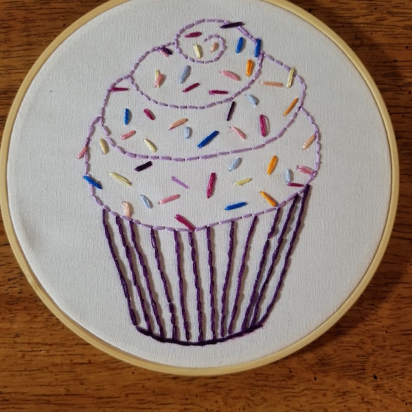 Cupcake Hand Embroidery Pattern, Cupcake With Sprinkles, PDF - Etsy