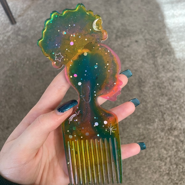 Custom Rainbow Hair Pick - Hair Tools - Gifts for Her - Handmade Hair ...