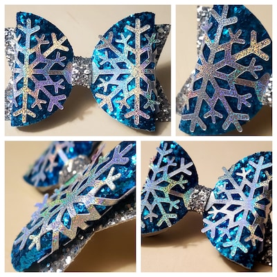 Christmas Snowflake Bow Template, Lace Bow SVG, Frozen Hair Bow PDF ...