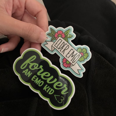 Elder Emo Sticker Former Emo Kid Weatherproof Vinyl Sticker by Hello ...