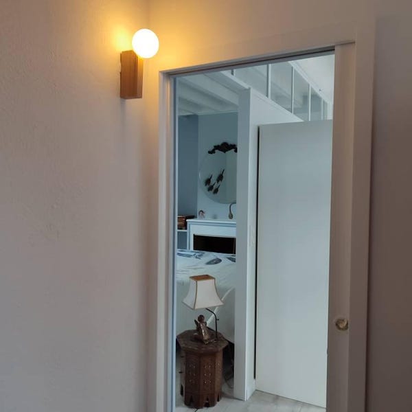 Vertical Wall Light in Natural and Black Wood Minimalist Decoration - Etsy