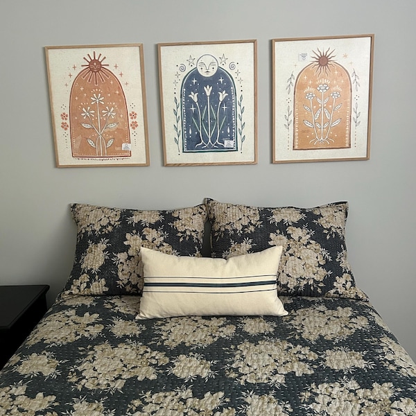 Sun Poster Sunflower Art Print Boho Room Decor Earthy Flower ...