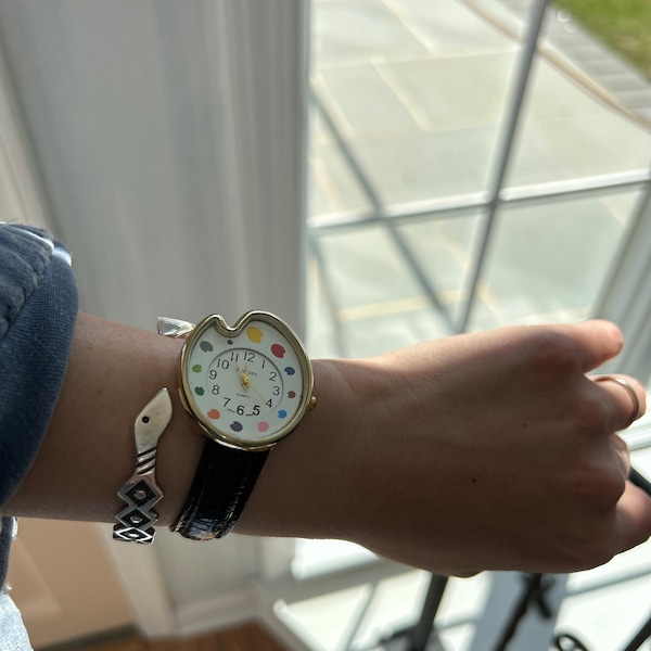 Finesse Women's Watch Colorful Paint Palette Round White Dial on Black ...