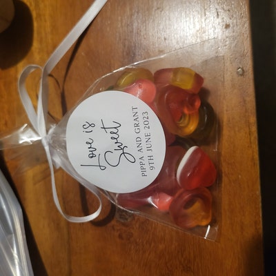 Favour Sweet Bags With Personalised Stickers Sweet Bag Favours Wedding ...