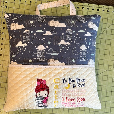 Read Me A Story Little Girl Embroidery Saying, Reading Pillow Saying ...